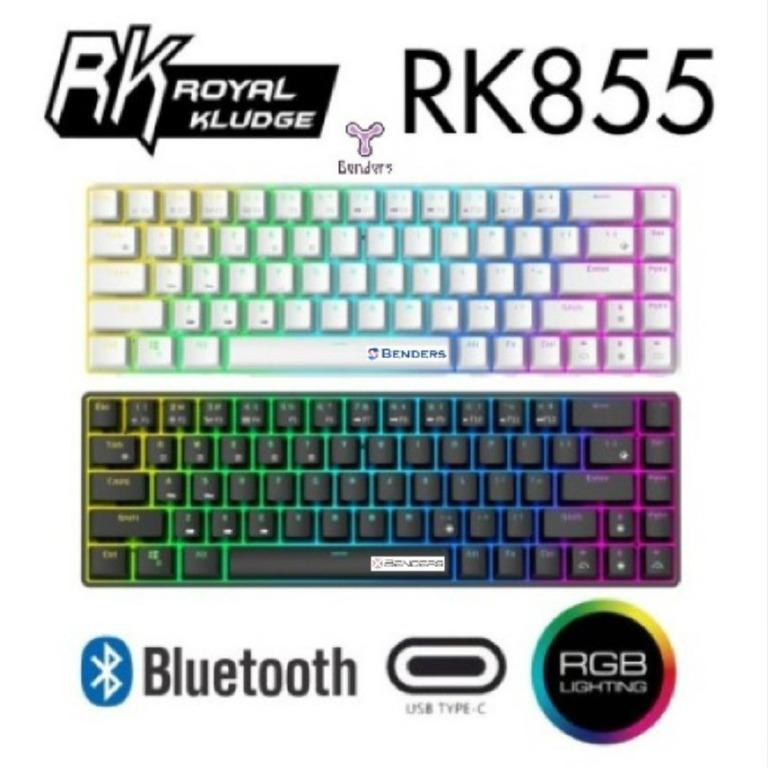 Royal Kludge RK855 RK68 68 Keys White LED Mechanical Keyboard Dual Mode ...