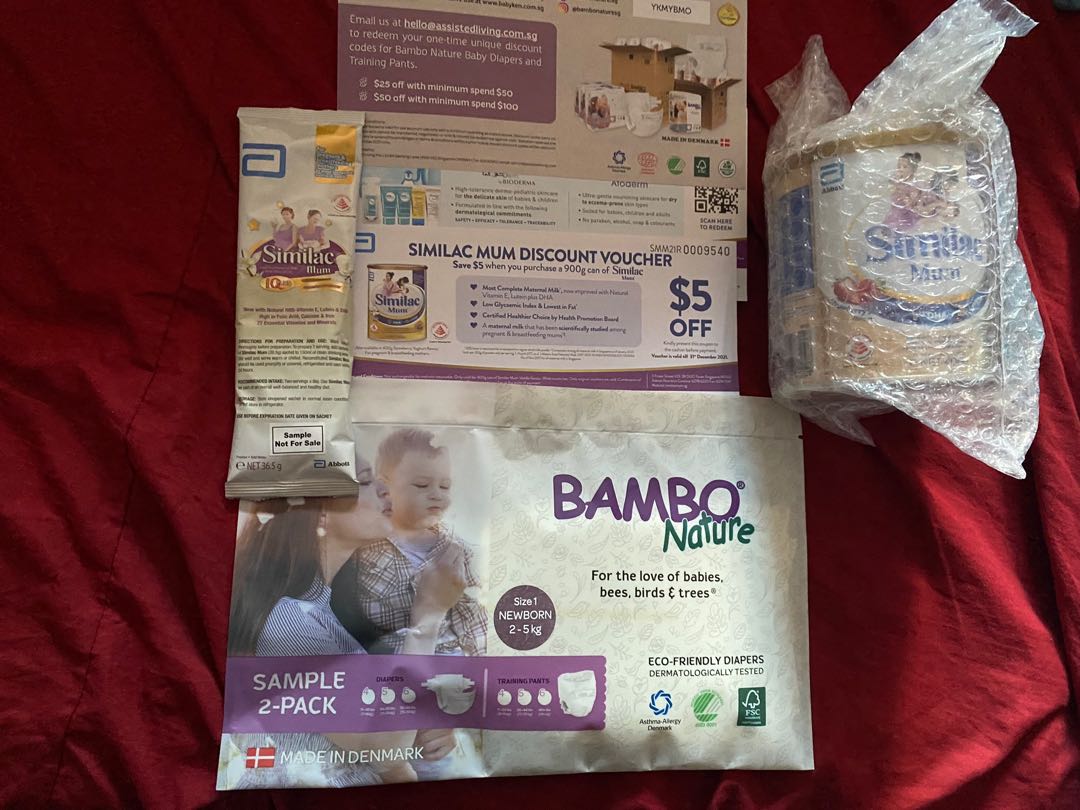Similac Mum 400g Package with Bamboo Nature diapers samples, Babies ...