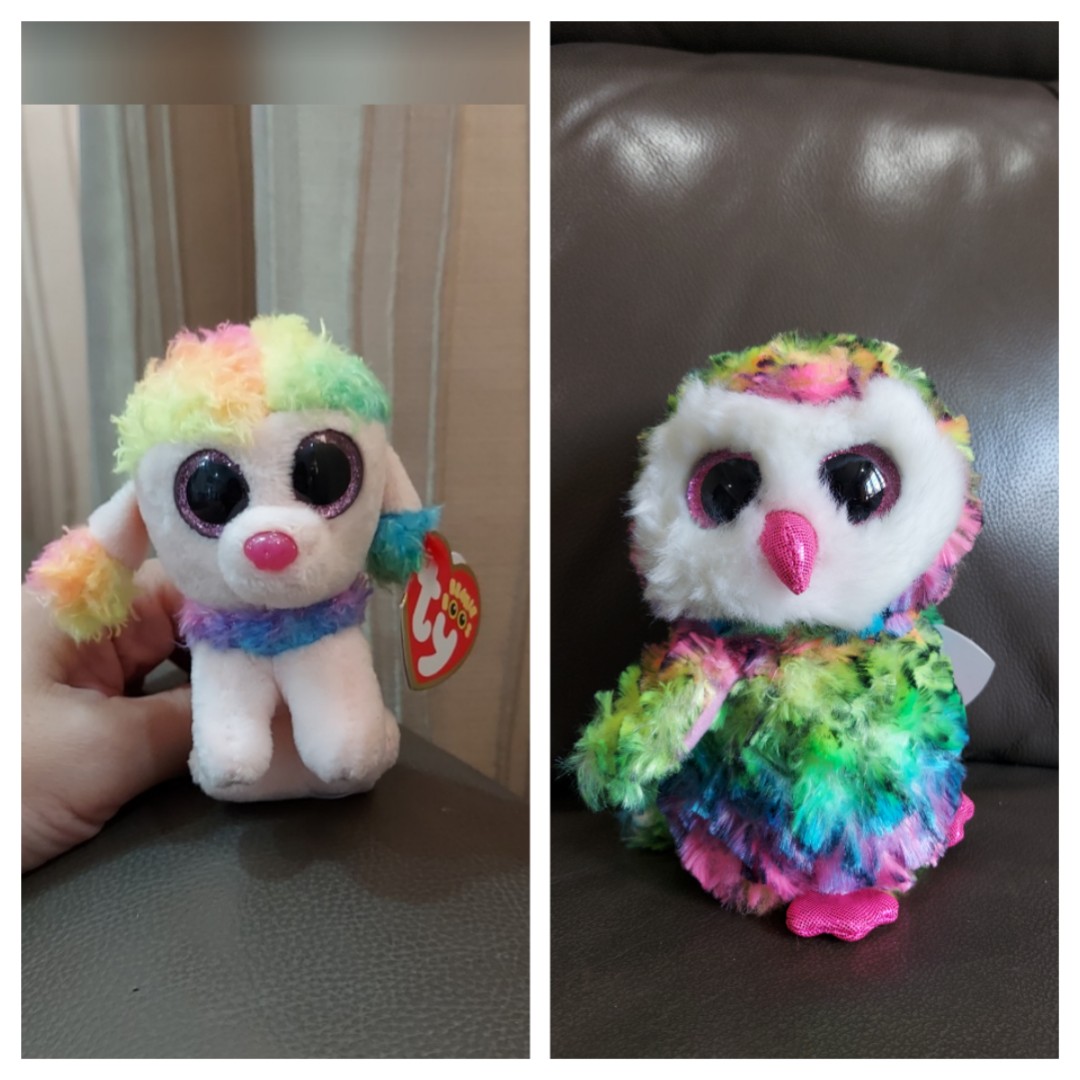 Ty rainbow poodle and owl, Hobbies & Toys, Toys & Games on Carousell