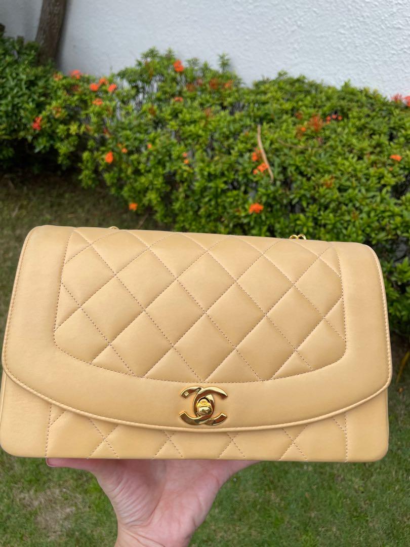 Vintage Chanel Diana in beige ghw, Luxury, Bags & Wallets on Carousell