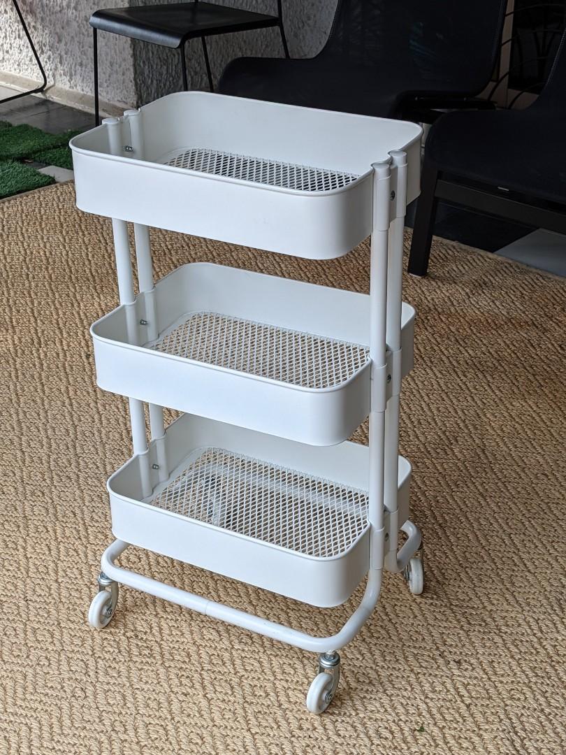 Wheeled metal tray baskets., Furniture & Home Living, Home Improvement ...