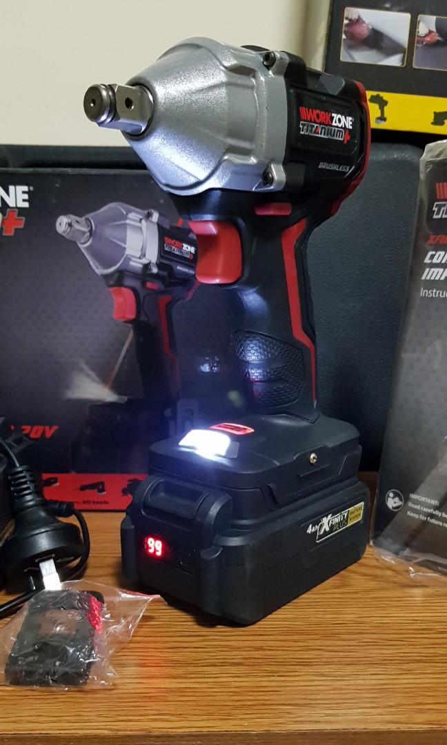 Workzone 20v cordless brushless impact wrench 1/2 drive, Commercial ...