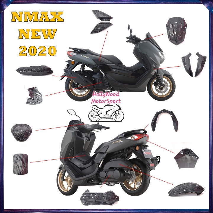 YAMAHA NMAX 155 V2 2021 CARBON ACCESSORIES WINDSHIELD MUFFLER RADIATOR ...