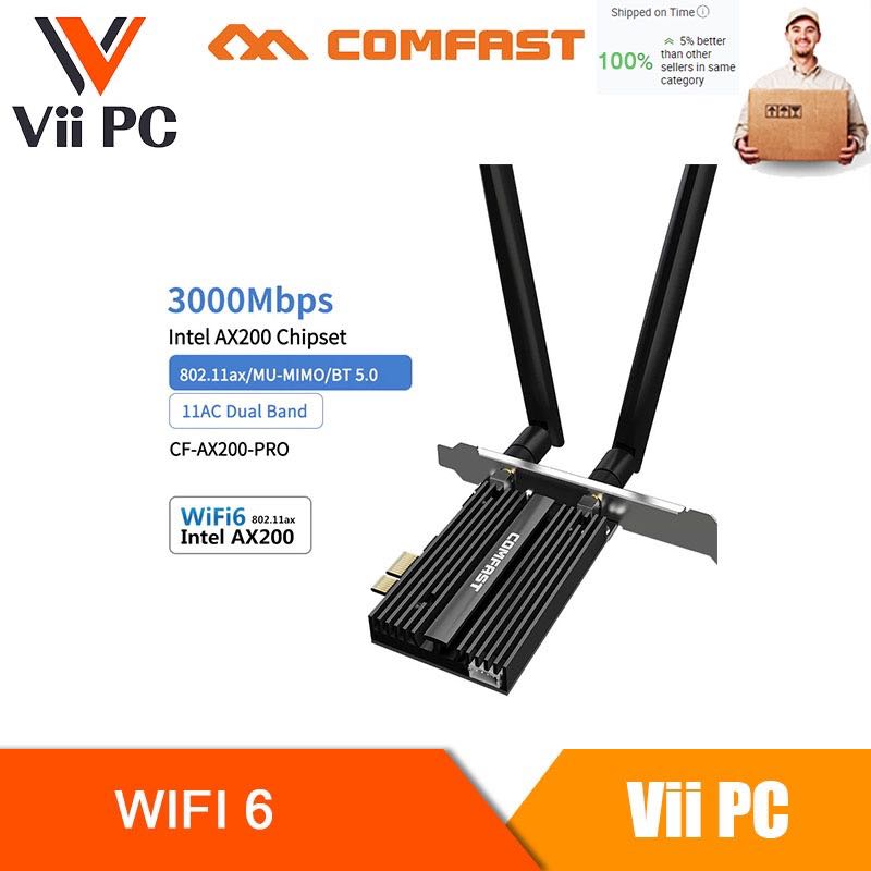 2020 New Comfast Intel AX200 PRO Wi-Fi 6 & Bluetooth 5.0 PCI-E 802.11ax Adapter 3000Mbps Network ...