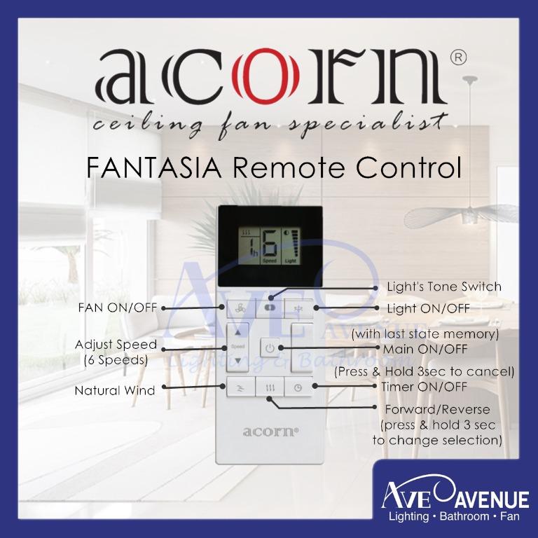 ACORN Fantasia DC Motor 3 Blade Ceiling Fan with 3 Tone LED Light Kit ...