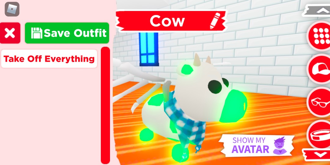 Adopt me Mega Neon Fly Ride Cow, Video Gaming, Gaming Accessories, In ...