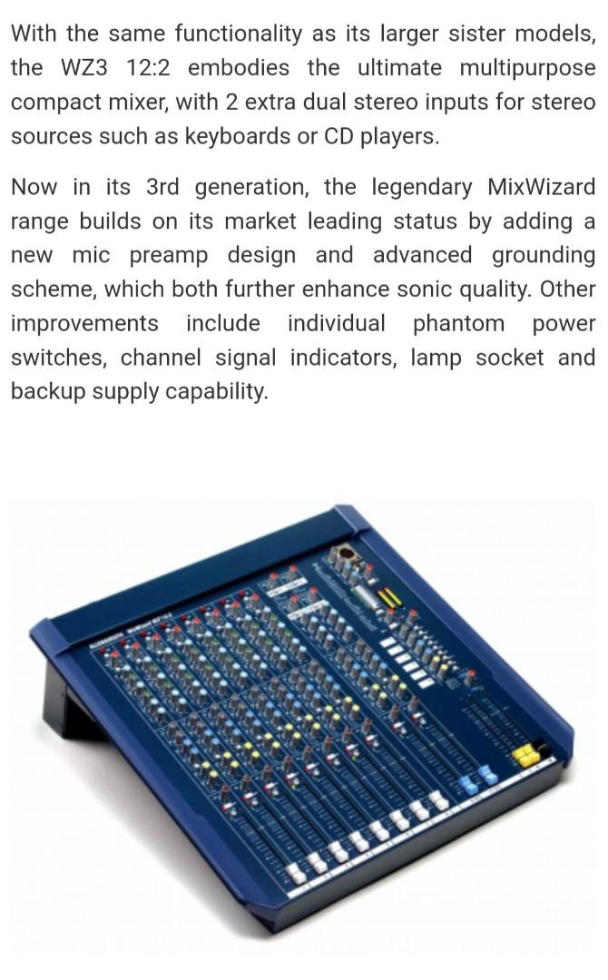 Allen & Heath MixWizard3 12:2 - Mixing Console, Hobbies & Toys, Music ...