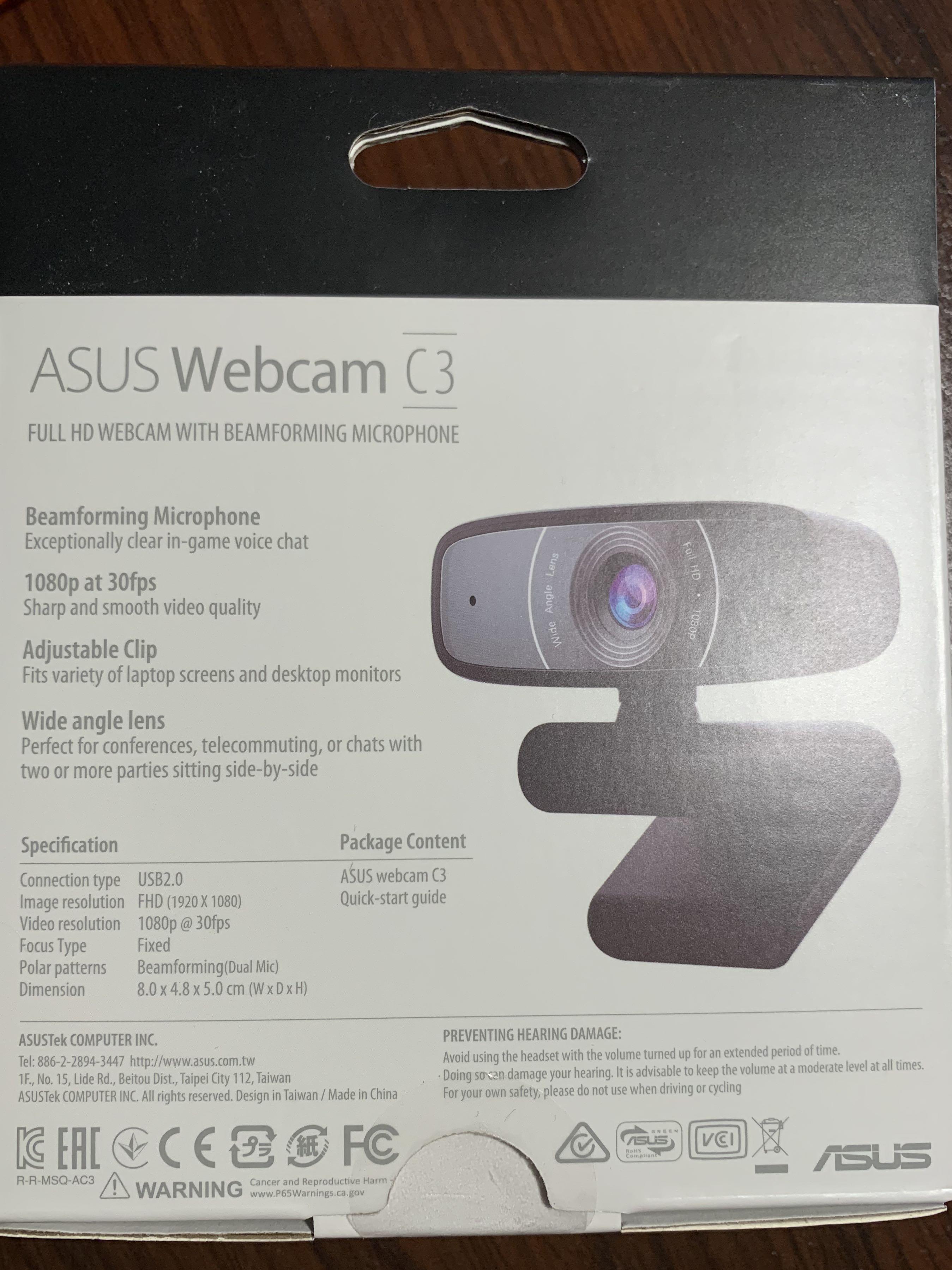 ASUS Webcam C3 [FULL HD WEBCAM WITH BEAMFORMING MICROPHONE], Computers ...