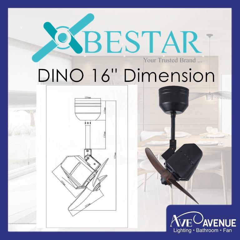 BESTAR DINO DC Motor 3 Blade Ceiling Fan with Remote Control, Furniture ...