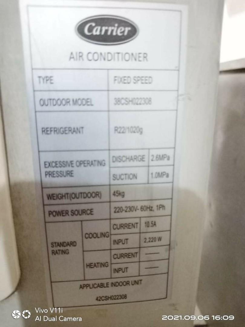 Carrier 2.5hp Non inverter, TV & Home Appliances, Air Conditioning and ...