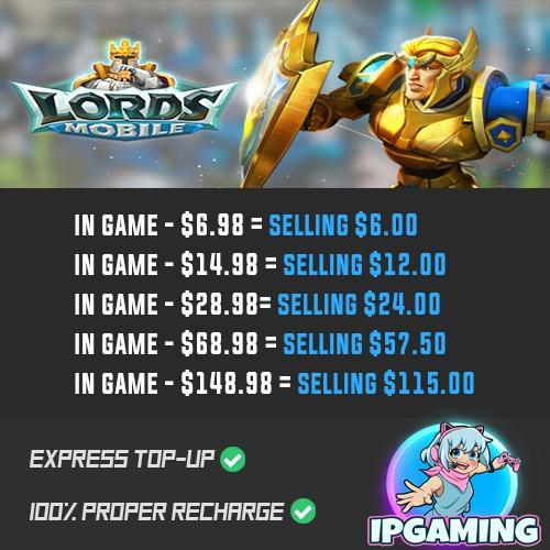[CHEAPEST] Lords Mobile Gems / Packs / Top-up, Video Gaming, Gaming ...