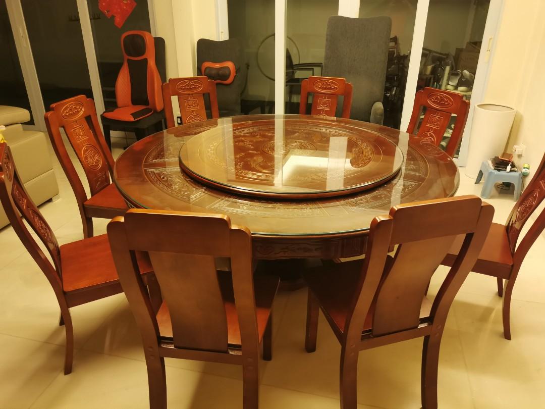 Chinese Round Wooden Dining Table 1.8m, Furniture & Home Living ...