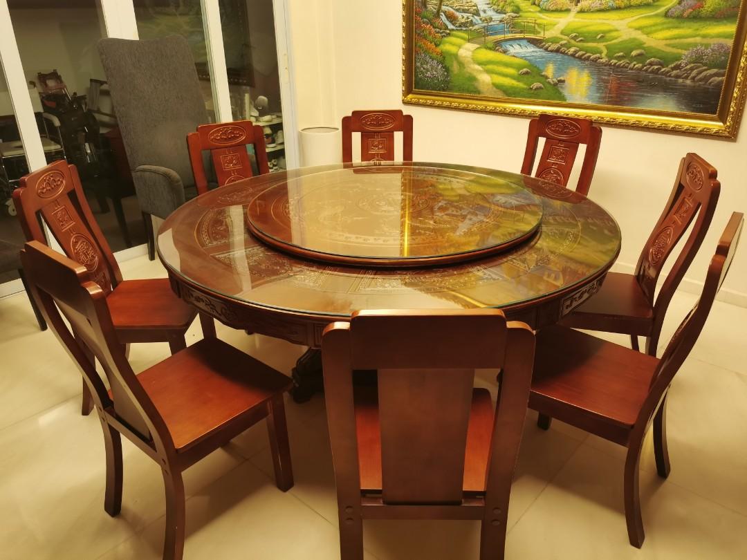 Chinese Round Wooden Dining Table 1.8m, Furniture & Home Living ...