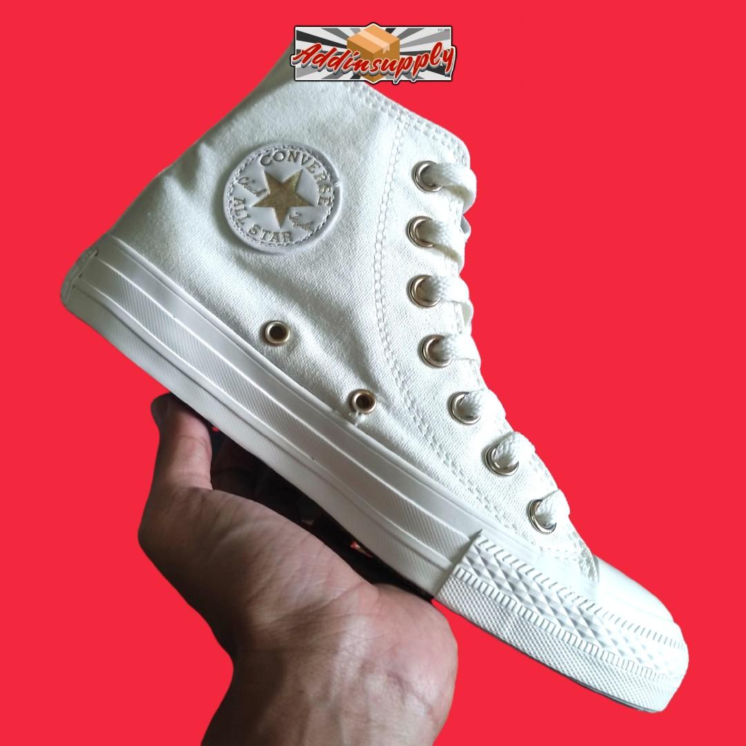 Converse Chuck Taylor All Star Hi Top White Egret Gold (Premium 1:1 ...