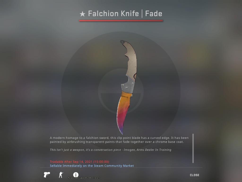 CSGO Falchion Knife Fade FN, Video Gaming, Gaming Accessories, In-Game ...
