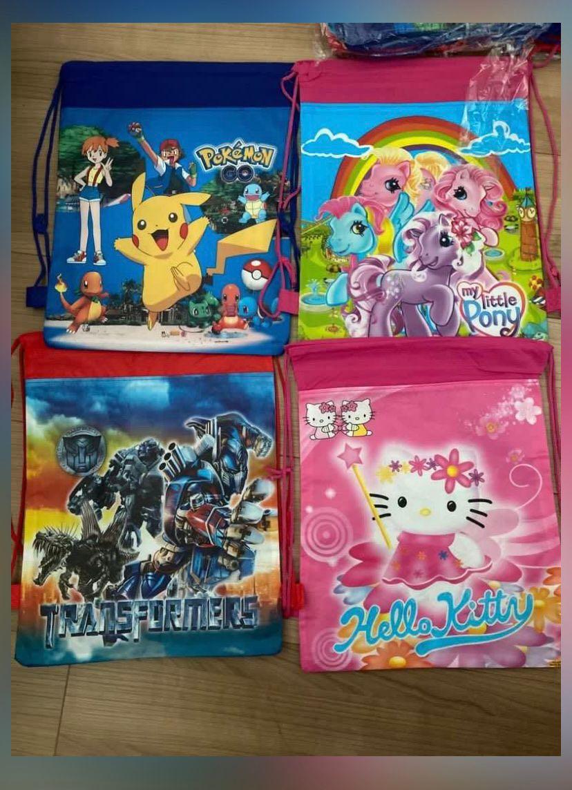 Draw string bag for kids party favors [Pony/Kitty|transformer|pikachu ...
