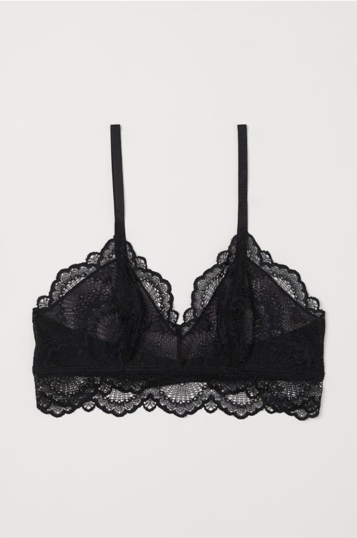 H&M hnm black lace bra bralette underwear lingerie bh renda brukat brokat hitam wanita, Fesyen ...