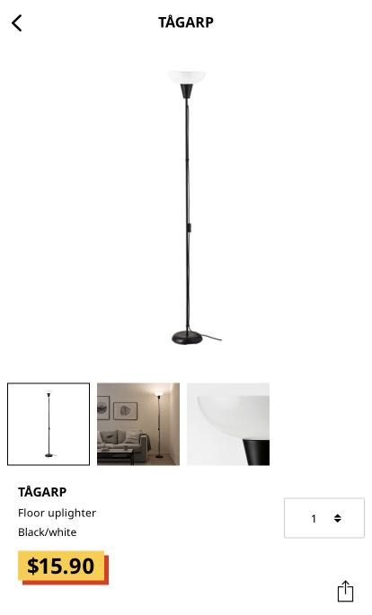 Ikea Floor Lamp tagarp black, Furniture & Home Living, Lighting & Fans ...