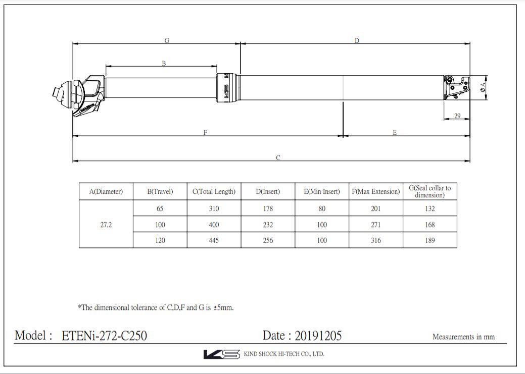 KS dropper post E20i / Eten-i - 27.2 x 65/100 , Sports Equipment ...
