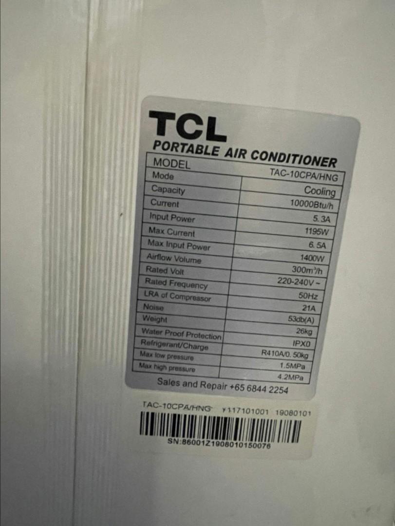 TCL Portable Air Conditioner, TV & Home Appliances, Air Conditioners ...