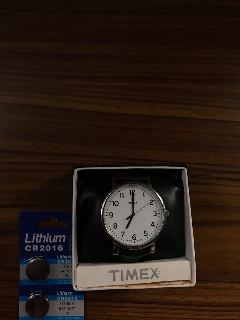 Timex Leather Watch with 3 Free Batteries! TMX-T2N338, Men's Fashion ...