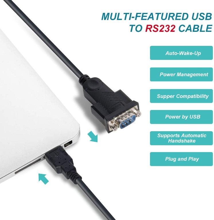 USB to Serial Cable 1.8M, BENFEI USB to RS-232/DB9(9-pin) Adapter ...