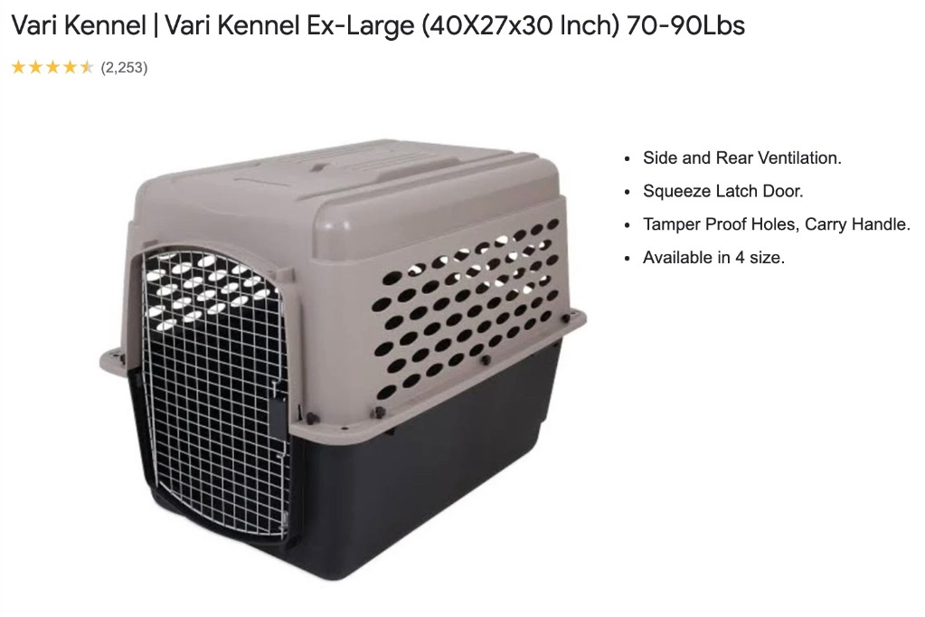 Vari Kennel Ex-Large (40X27x30 Inch) 70-90Lbs, Pet Supplies, Homes ...
