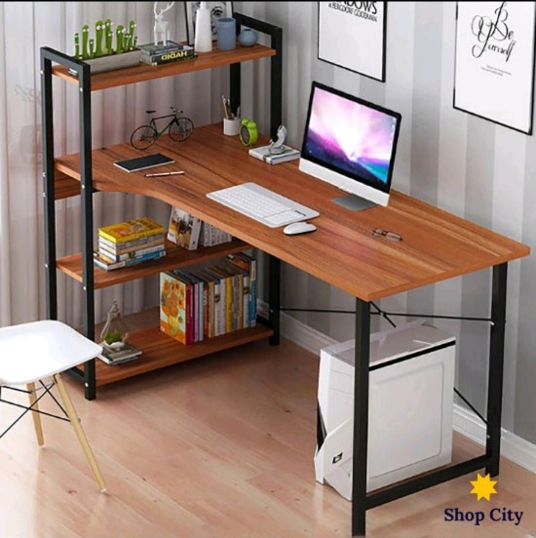 WFH Office Table + Shelves, Furniture & Home Living, Office Furniture ...