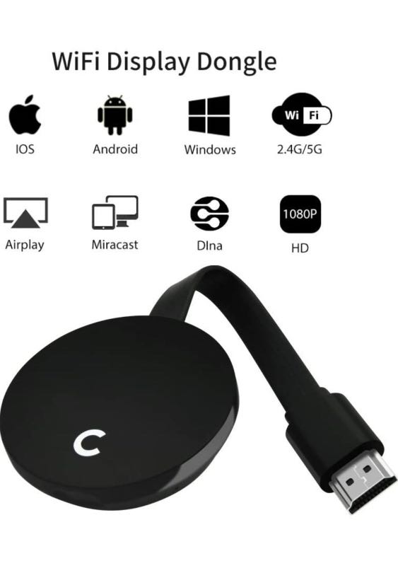 YEHUA WiFi Display Dongle Wireless Screen Share Device to TV HDMI 1080P ...