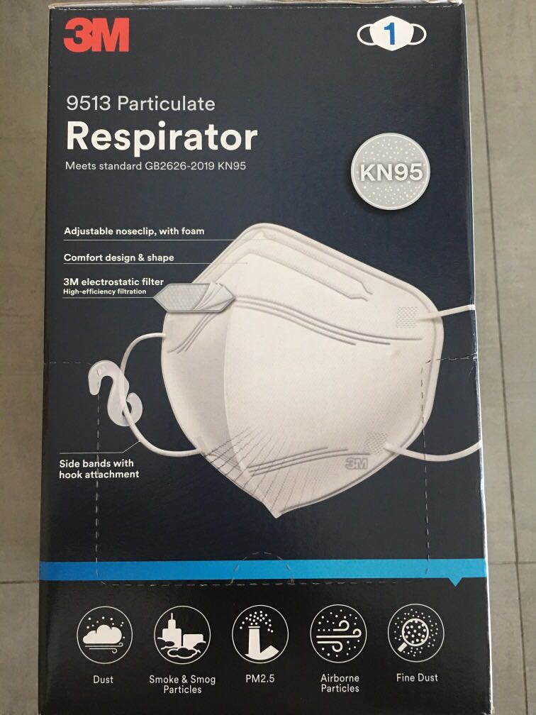 3M 9513 Particulate Respirator KN95 mask, Health & Nutrition, Face ...