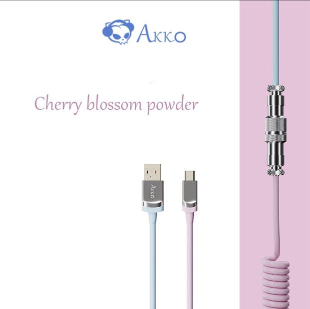 Akko Cherry Blossom Sakura Custom Keyboard Type C Coiled Cable ...