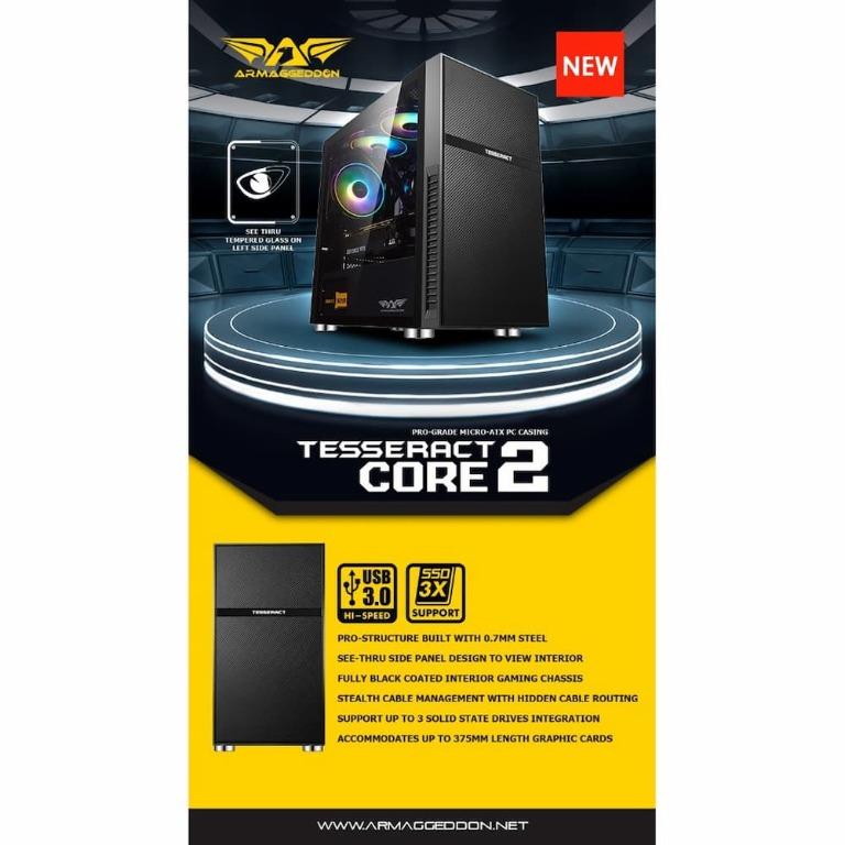 Armaggeddon Tesseract Core 2 Pro-Grade Gaming PC Case with Side Panel ...