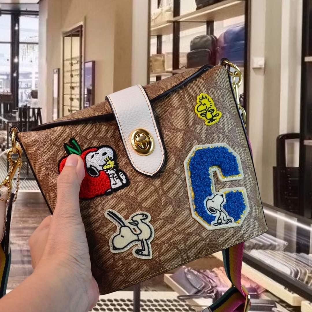 COACH X PEANUTS ADDIE CROSSBODY IN SIGNATURE CANVAS WITH VARSITY ...