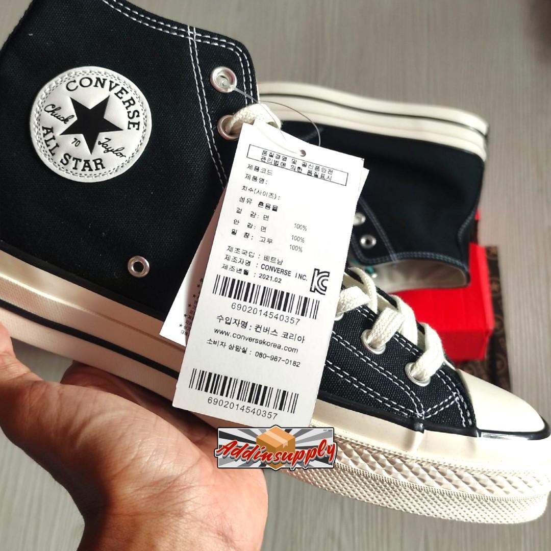 Converse Chuck Taylor All Star 70 Hi Black Gred 1:1, Men's Fashion ...