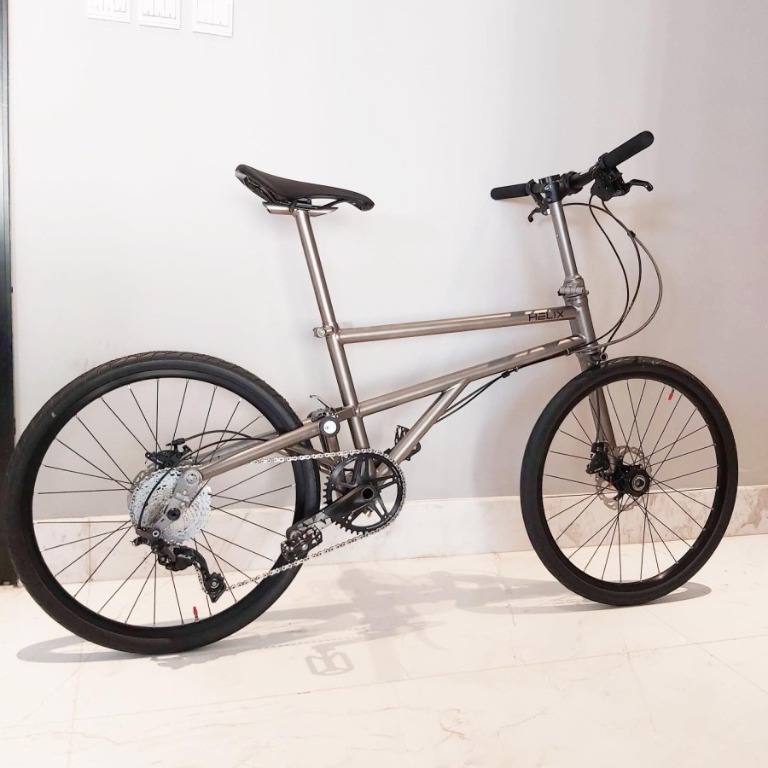 Helix titanium folding bike -10 speed gear, Sports Equipment, Bicycles ...