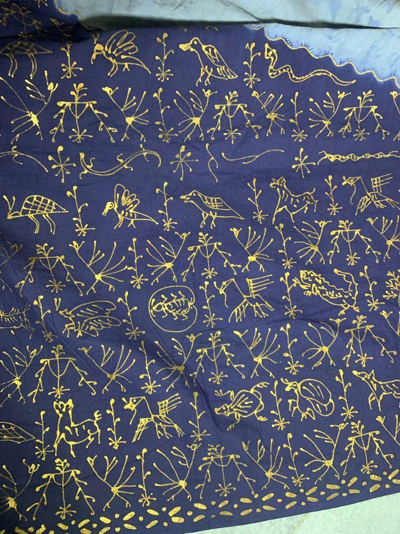 Kain batik kampuh dodot 4,5meter biru prada gold, Antik, Furnitur di ...