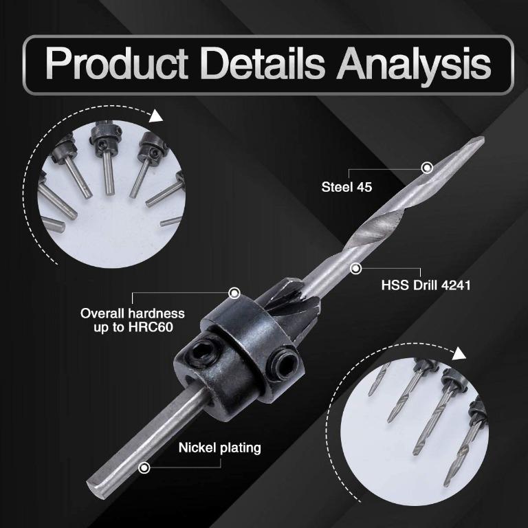 KATUR Countersink Drill Bit Set 7Pcs Hole Drilling Woodworking Hole ...
