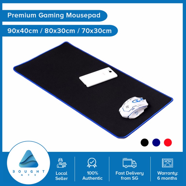 Large Mousepad With Colored Borders Black Red Blue 90x40cm Smooth ...