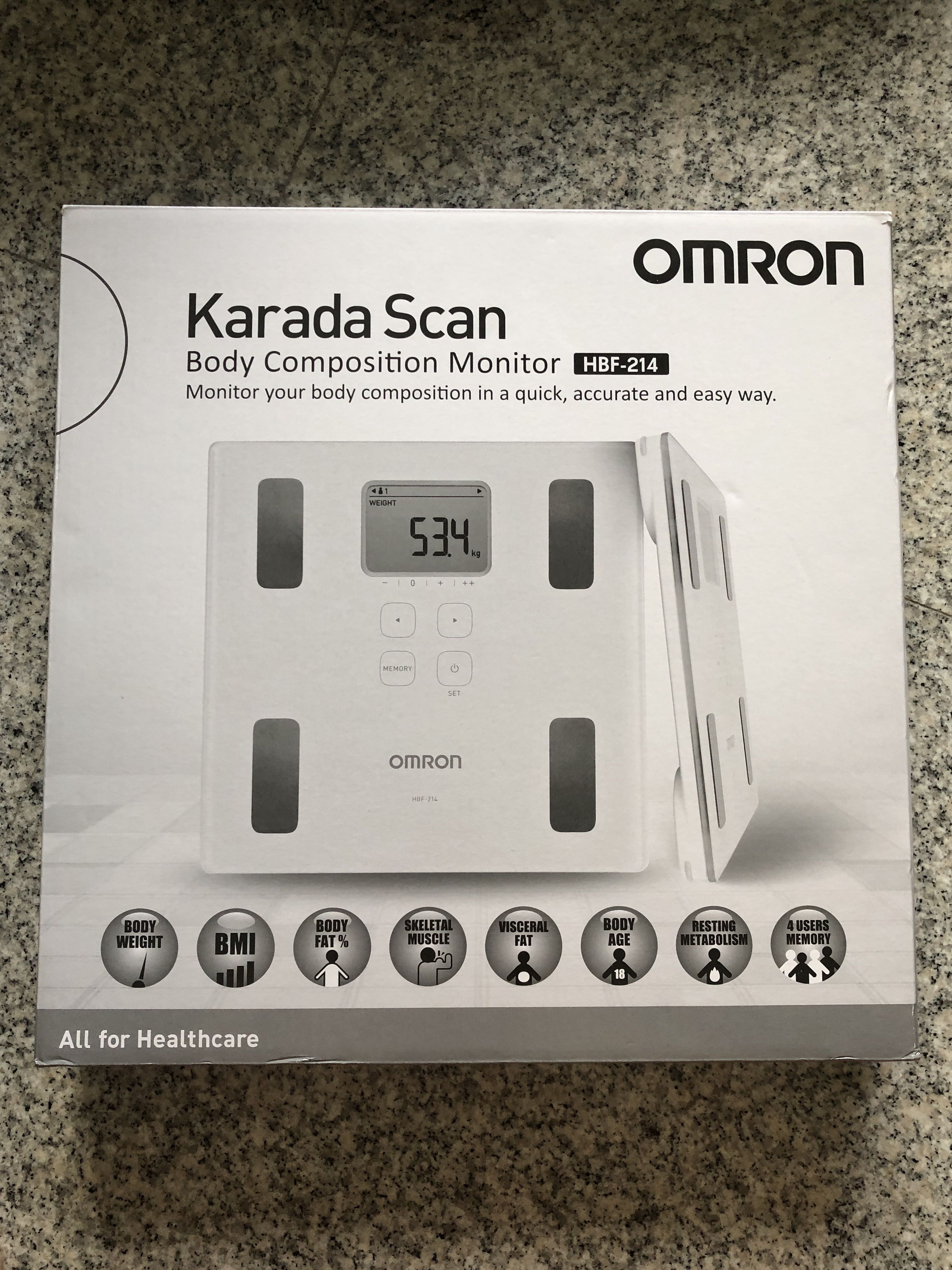 Omron weighing scale, Karada scan- body composition monitor HBF-214, TV ...