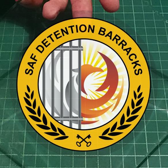 SAF DETENTION BARRACKS . Static Cling Car Decal . 11cm diameter . Free ...