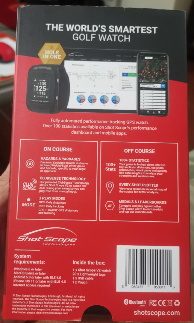 Shot Scope V2 Golf Watch GPS and Performance Tracking, Sports Equipment ...