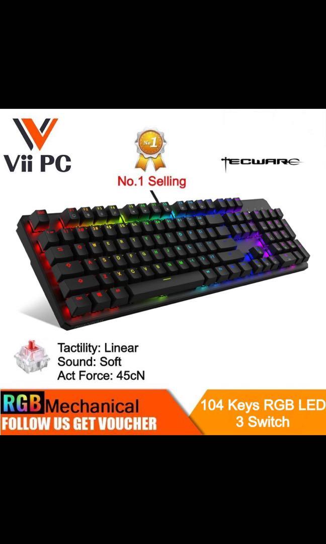 Tecware Phantom 104 RGB Mechanical Keyboard 2020 Edition, Computers ...