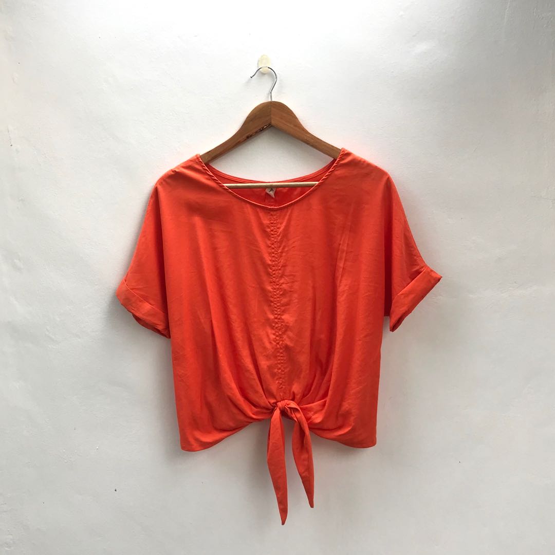 Large • Orange Tie Down Hanging Top, Women's Fashion, Tops, Blouses on ...