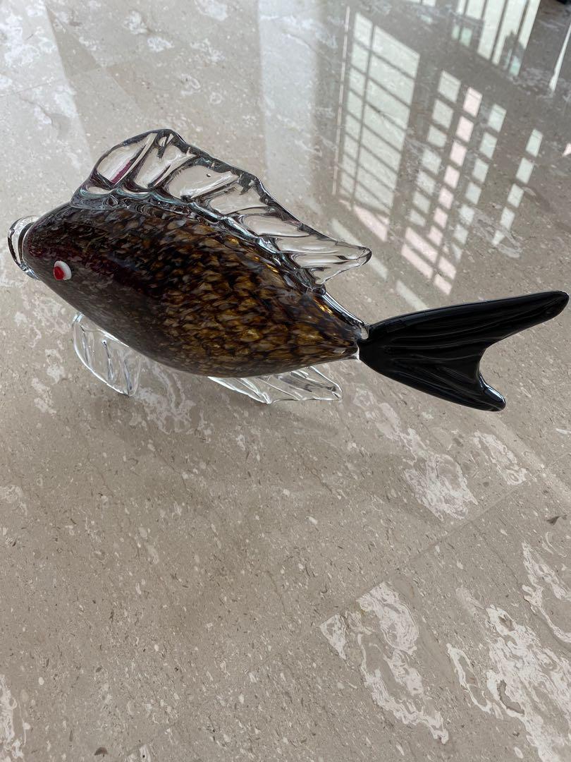 Vintage Large Murano Black Gold Infused Tilapia Mohawk Fish, Hobbies ...