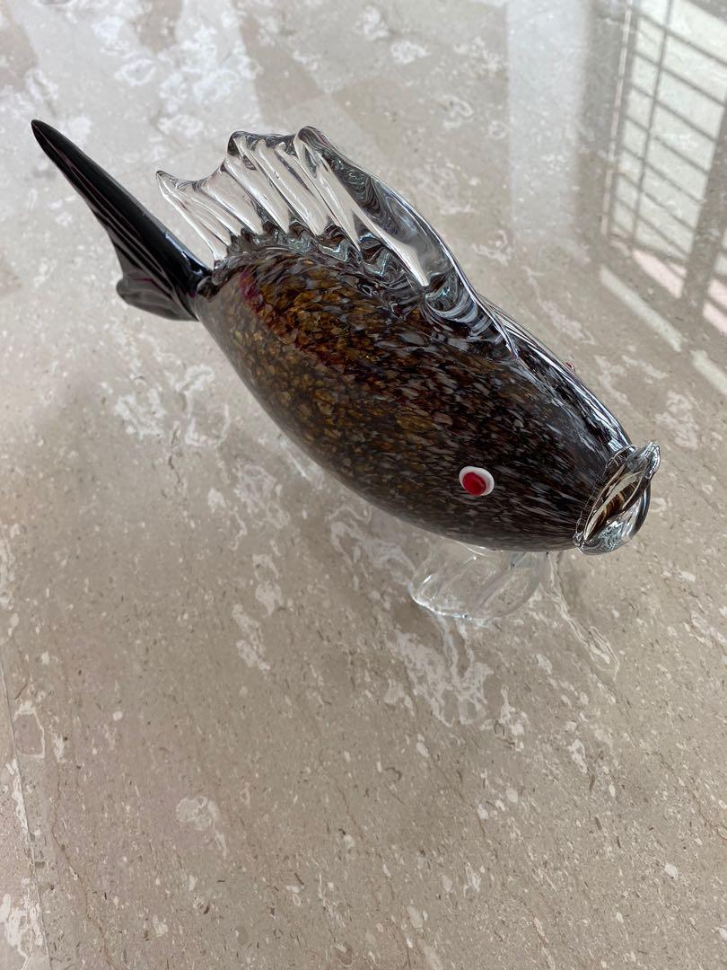 Vintage Large Murano Black Gold Infused Tilapia Mohawk Fish, Hobbies ...