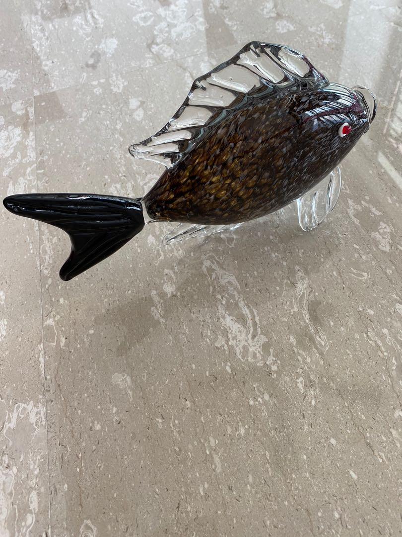 Vintage Large Murano Black Gold Infused Tilapia Mohawk Fish, Hobbies ...