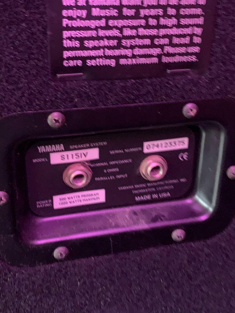 Yamaha S115IV 15” Passive Speaker 無源喇叭一對, 興趣及遊戲, 音樂、樂器 & 配件, 樂器 - Carousell