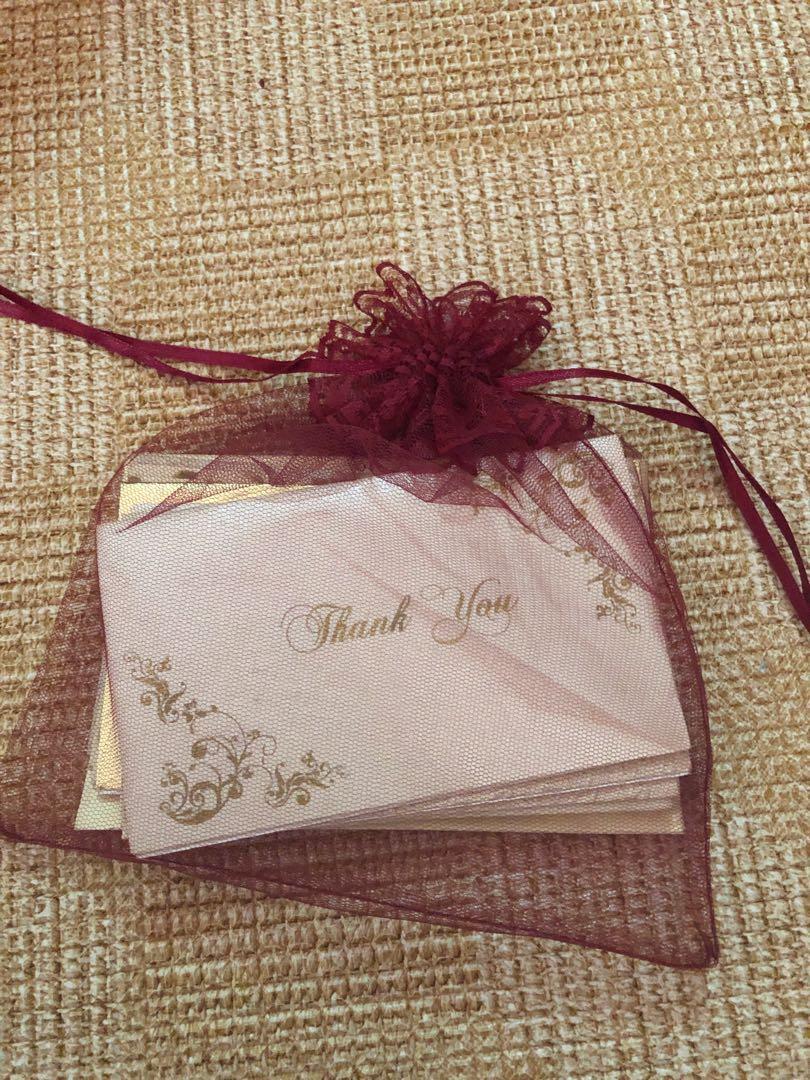 Empty thank you cards in lace pouch, Hobbies & Toys, Stationery & Craft ...