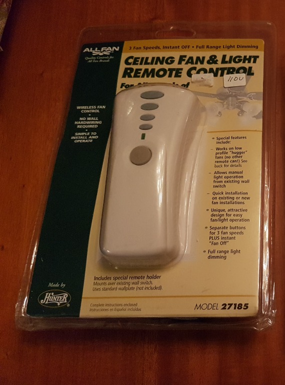 Hunter universal remote ceiling fan 110v, Furniture & Home Living ...