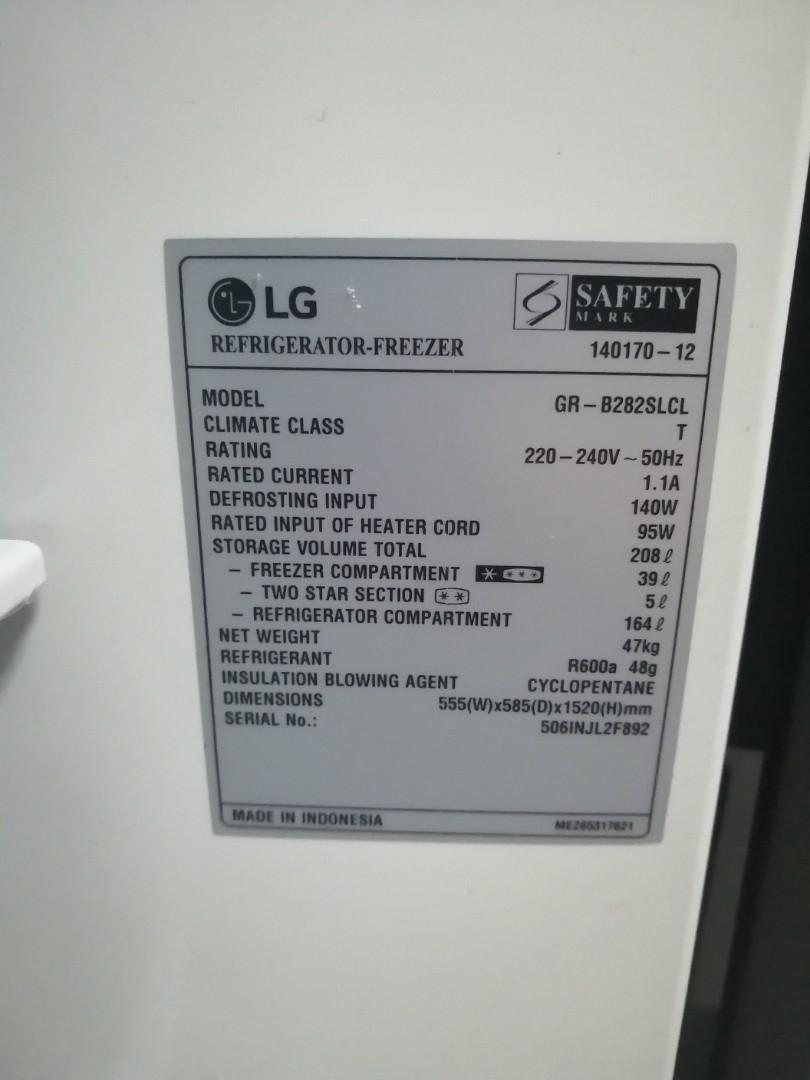 LG 208L Inverter Fridge, TV & Home Appliances, Kitchen Appliances ...